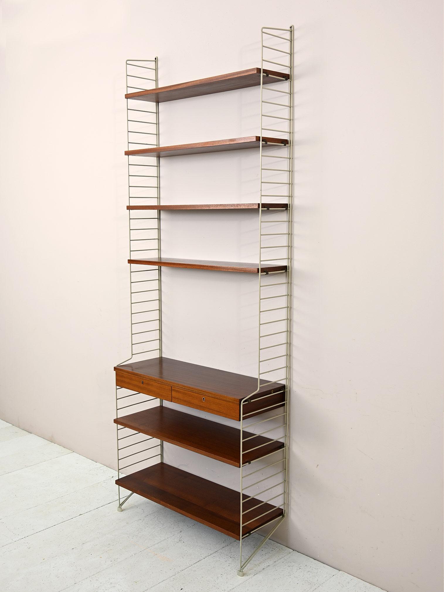 Bookcase with Metal Frame 'String' at 1stDibs