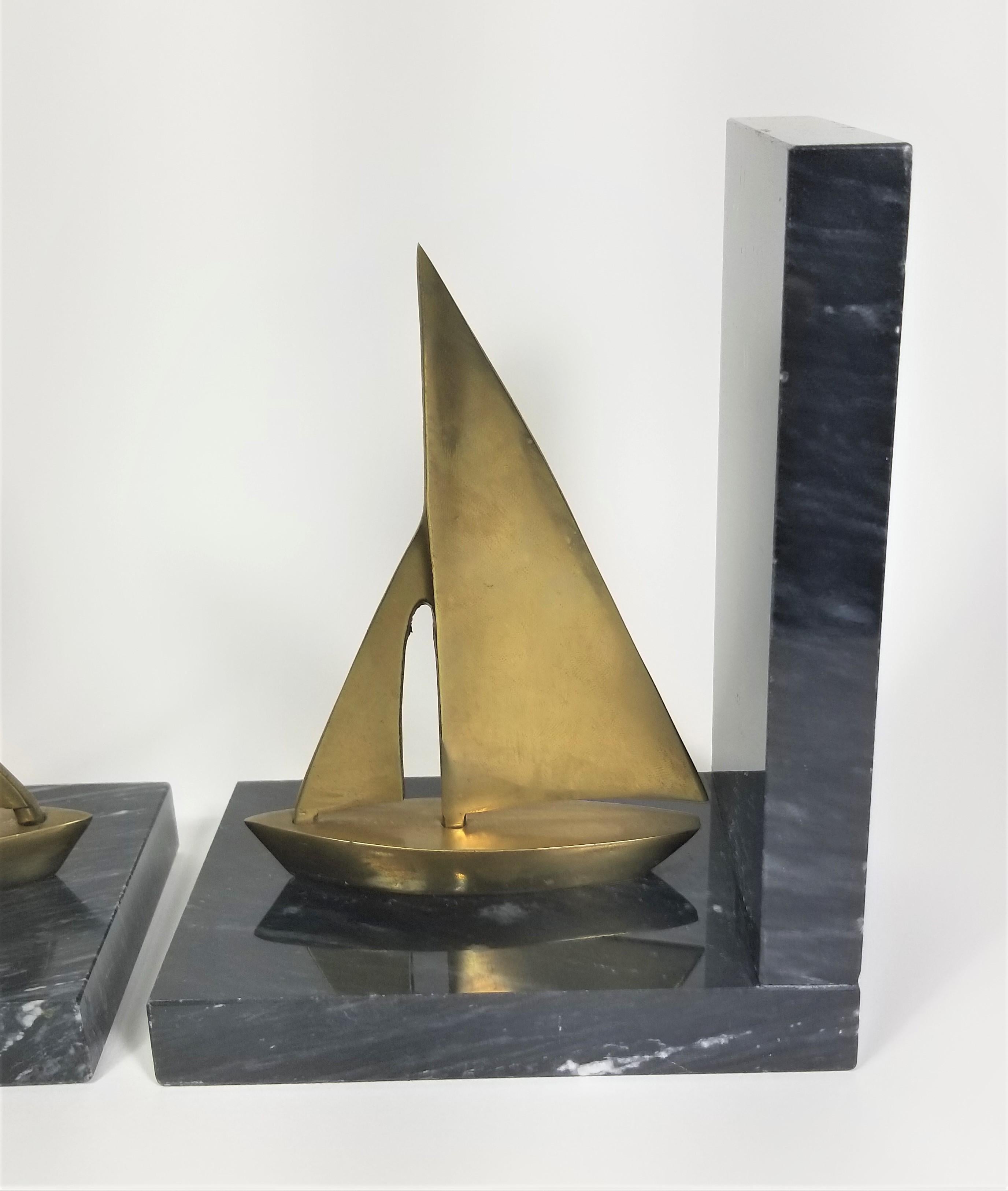 Bookends Marble and Brass Sailboat, 1970s, Mid-Century For Sale at ...