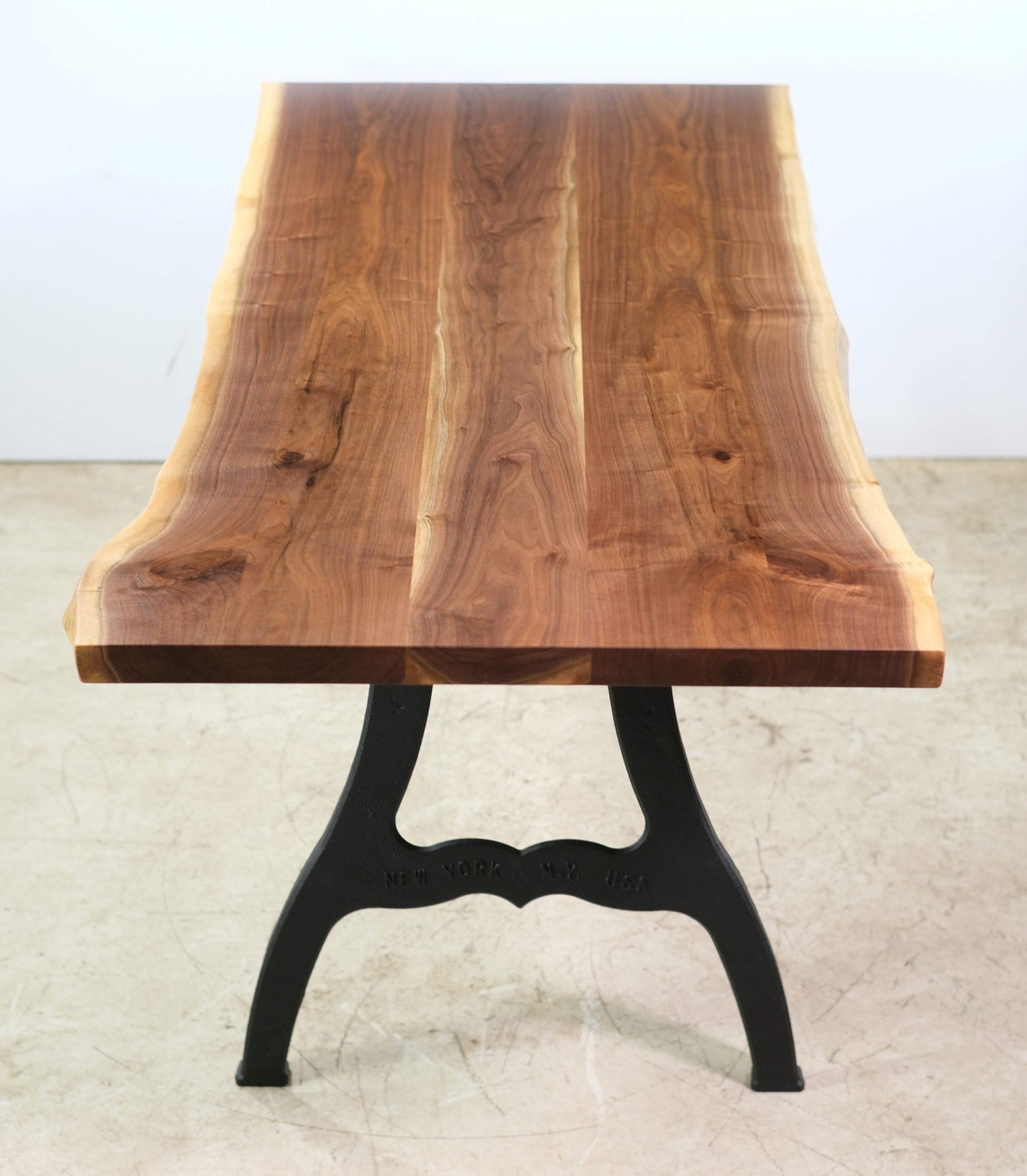 Bookmatched Live Edge Walnut Table Industrial New York Legs For Sale at ...