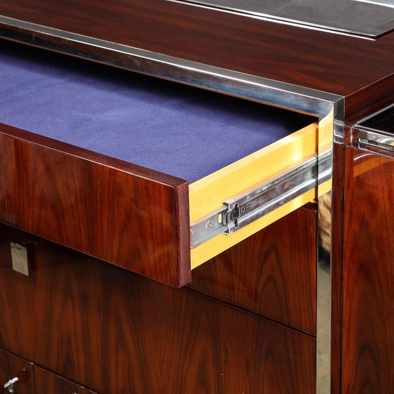 Bookmatched Santos Rosewood and Nickeled Bronze Duke Bar Cabinet by ...