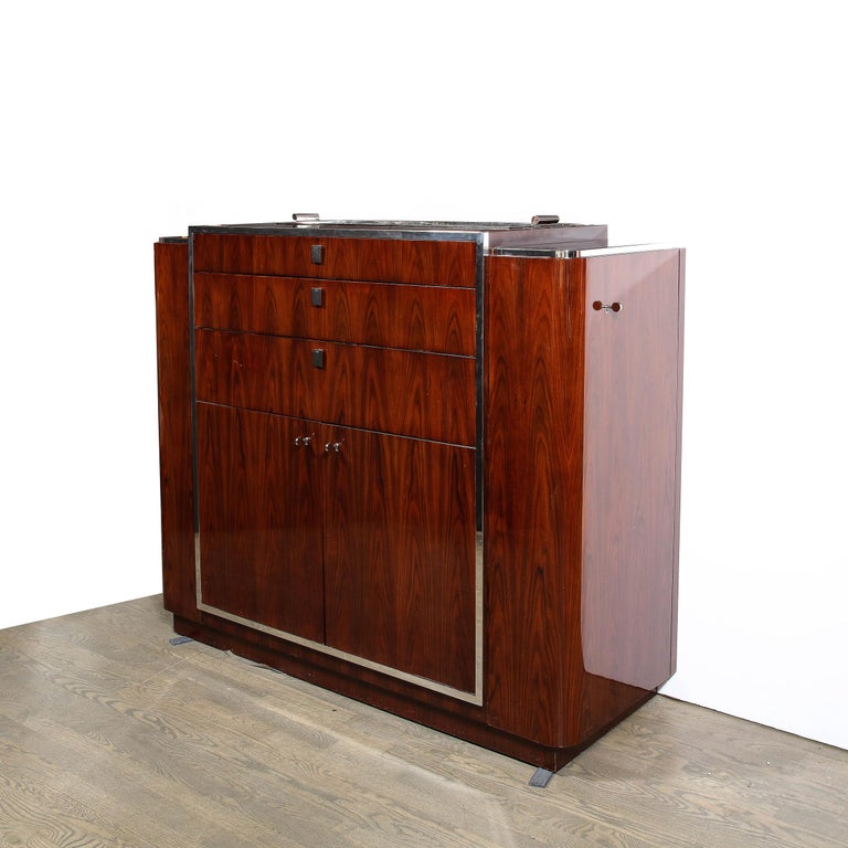 Bookmatched Santos Rosewood and Nickeled Bronze Duke Bar Cabinet by ...