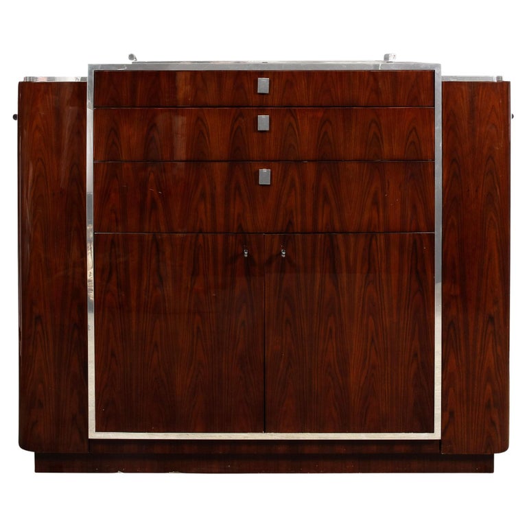Bookmatched Santos Rosewood and Nickeled Bronze Duke Bar Cabinet by ...