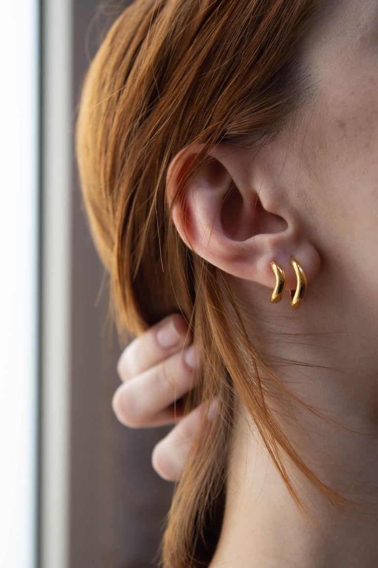 Boomerang Hoops 18k Solid Gold For Sale at 1stDibs