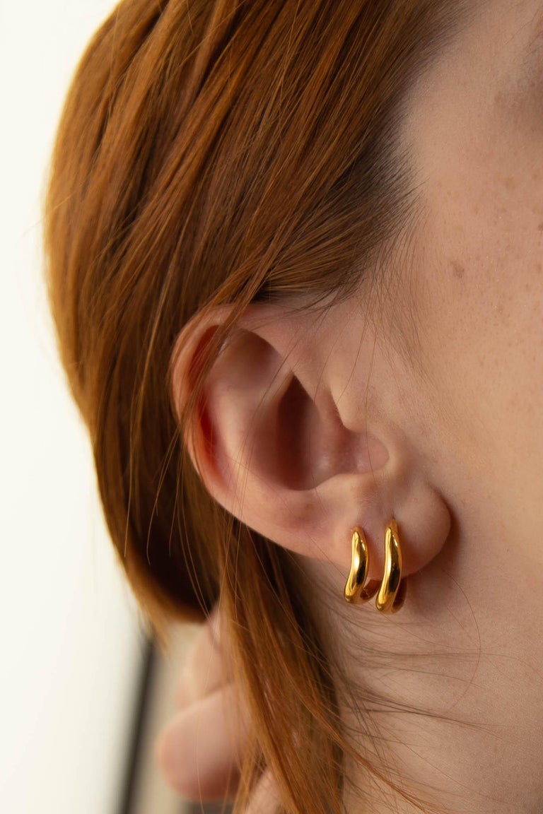 Boomerang Hoops 18k Solid Gold For Sale at 1stDibs