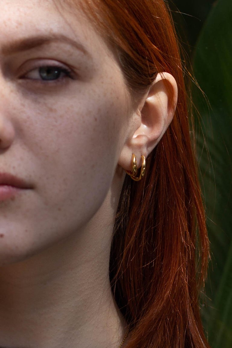 Boomerang Mini Hoops 18K Solid Gold For Sale at 1stDibs