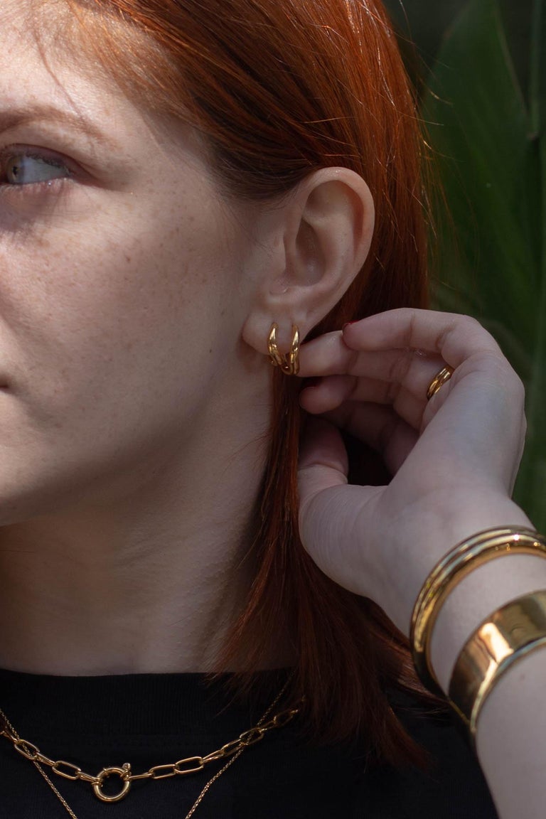 Boomerang Mini Hoops 18K Solid Gold For Sale at 1stDibs