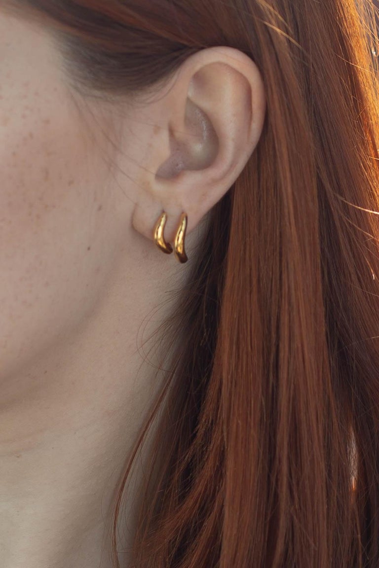 Boomerang Mini Hoops 18K Solid Gold For Sale at 1stDibs