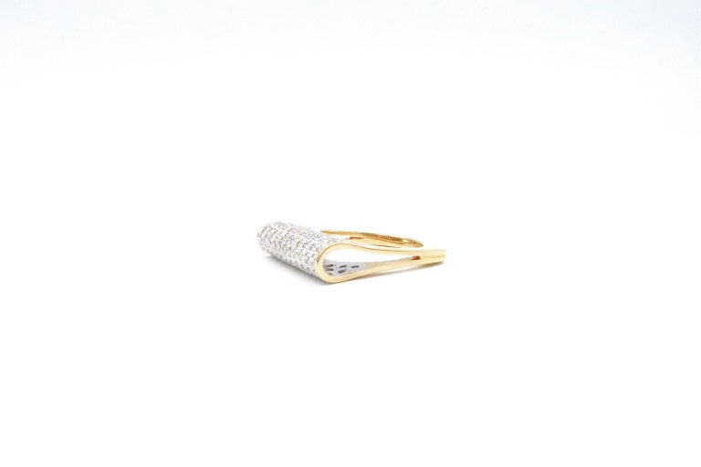 Fold Diamond Pavé Gold Ring For Sale at 1stDibs