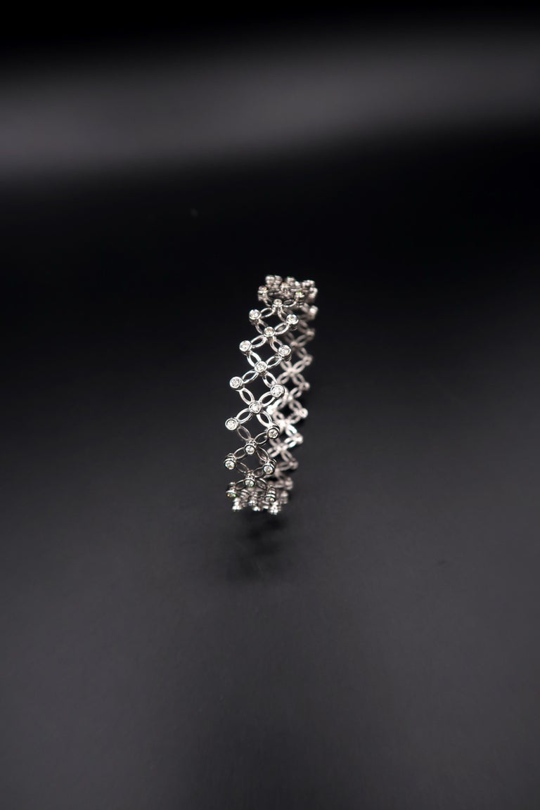 Stretchable Diamond White Gold Band Ring Bangle Arthritis Suitable ...