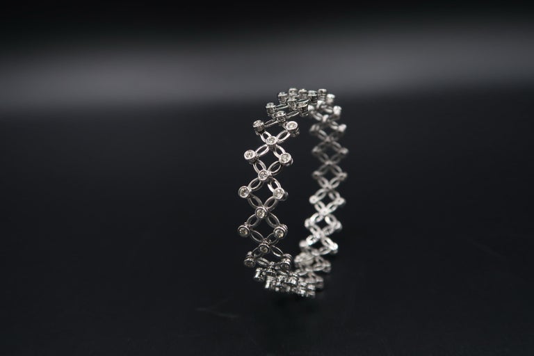 Stretchable Diamond White Gold Band Ring Bangle Arthritis Suitable ...