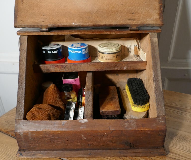 Boot and Shoe Cleaning Box with Foot Shaped Shoe Rest and Cherry ...