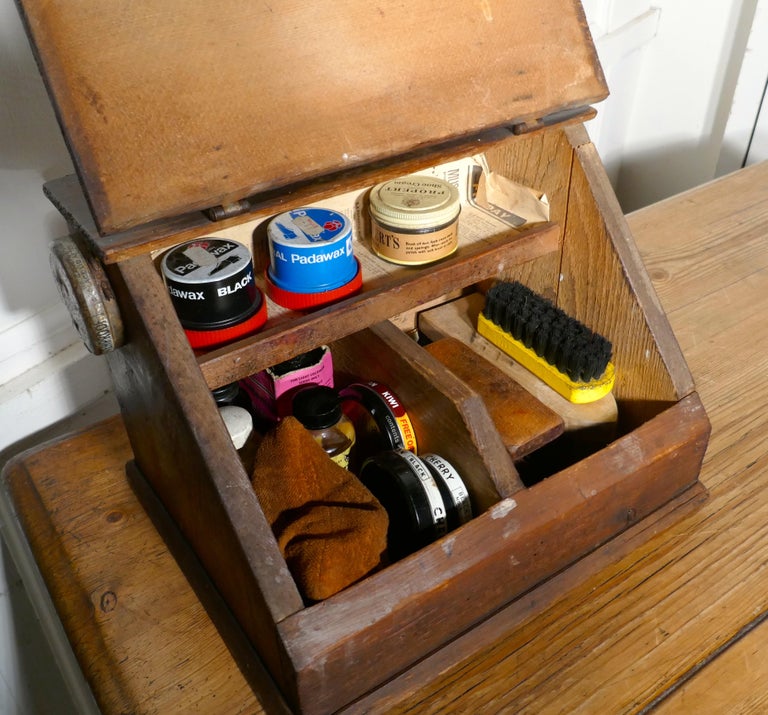 Boot and Shoe Cleaning Box with Foot Shaped Shoe Rest and Cherry ...