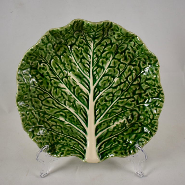 Bordallo Pinheiro Portuguese Majolica Green Cabbage Plates, Set of Two ...
