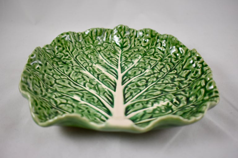 Bordallo Pinheiro Portuguese Majolica Green Cabbage Plates, Set of Two ...