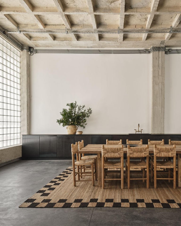 'Border' Black Jute Style Rug in Scandinavian Design For Sale at 1stDibs