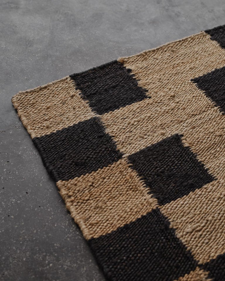 'Border' Black Jute Style Rug in Scandinavian Design For Sale at 1stDibs