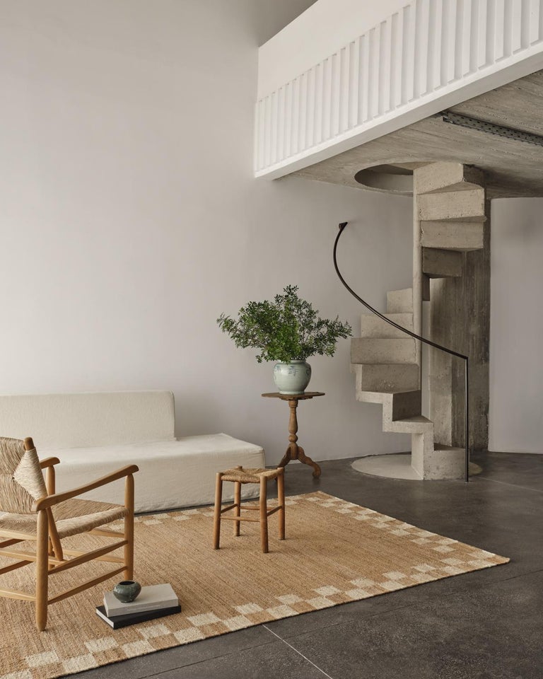 'Border' Cream Jute Style Rug in Scandinavian Design For Sale at 1stDibs