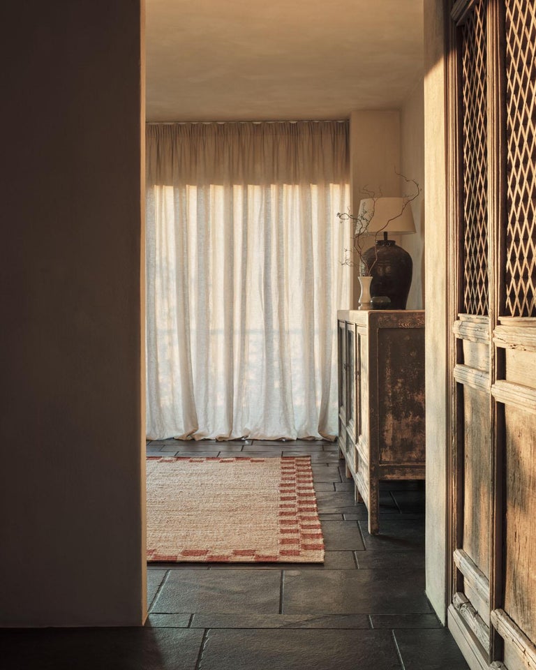 'Border' Red Jute Style Rug in Scandinavian Design For Sale at 1stDibs