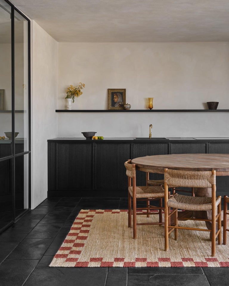 'Border' Red Jute Style Rug in Scandinavian Design For Sale at 1stDibs