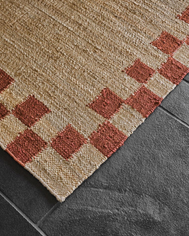 'Border' Red Jute Style Rug in Scandinavian Design For Sale at 1stDibs
