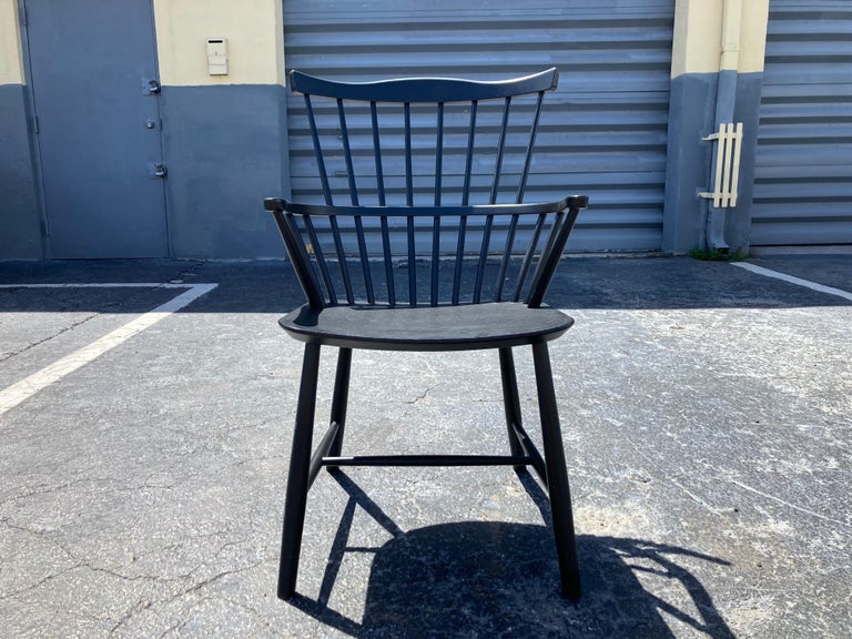 Borge Mogensen FDB Mobler Black Wood Arm Chair, Denmark For Sale at 1stDibs