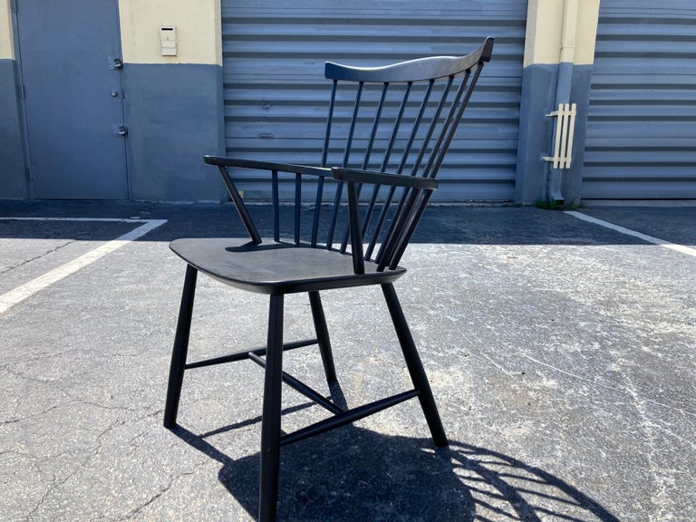 Borge Mogensen FDB Mobler Black Wood Arm Chair, Denmark For Sale at 1stDibs