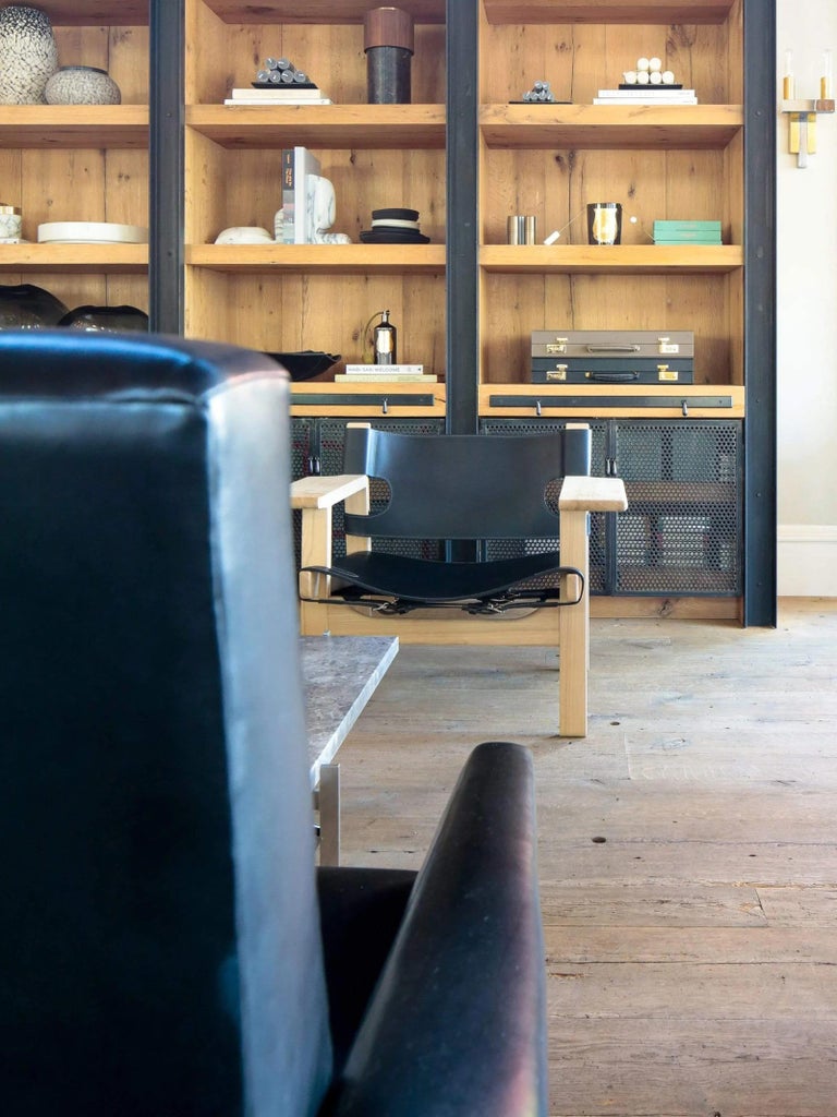 Borge Mogensen Spanish Chair in Black Leather For Sale at 1stDibs