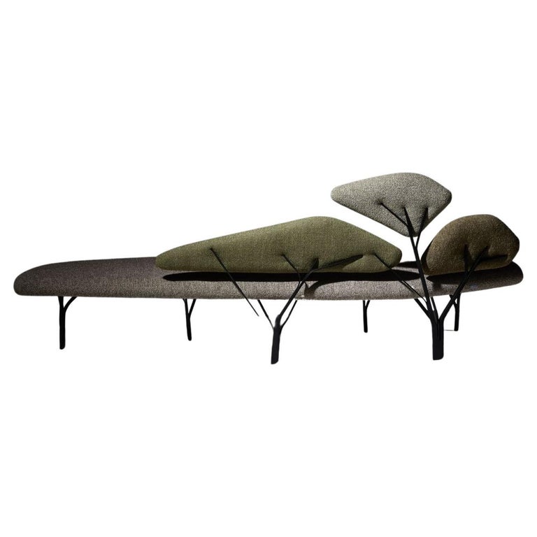 Borghese Sahco Moss Safire Green Long Sofa Black Textured Structure By ...