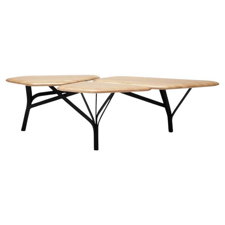 Borghese Table Oak top Black Textured Leg By La Chance For Sale at 1stDibs