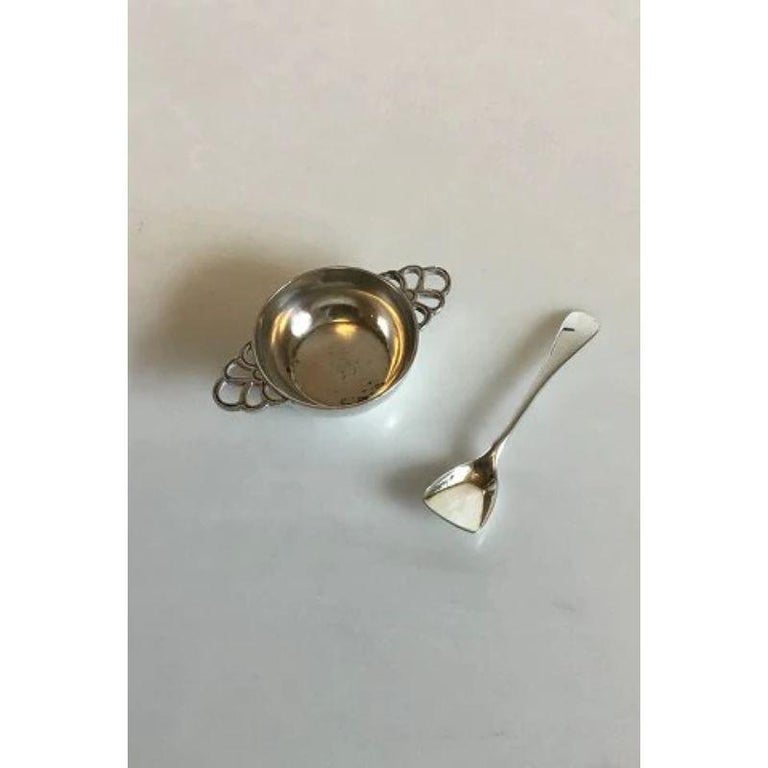 Borgila, Swedish Sterling Silver, Salt Dish with Spoon For Sale at 1stDibs