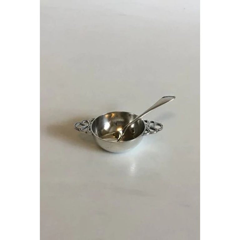 Borgila, Swedish Sterling Silver, Salt Dish with Spoon For Sale at 1stDibs