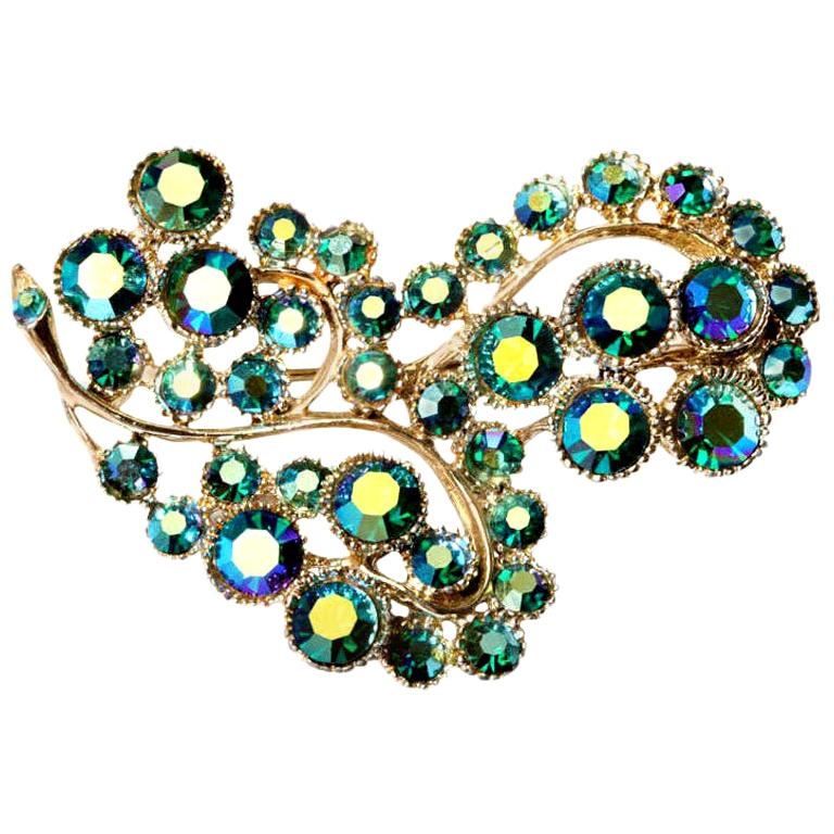 Boris Aurealis Iridescent Crystal Pin Brooch Vintage For Sale at ...