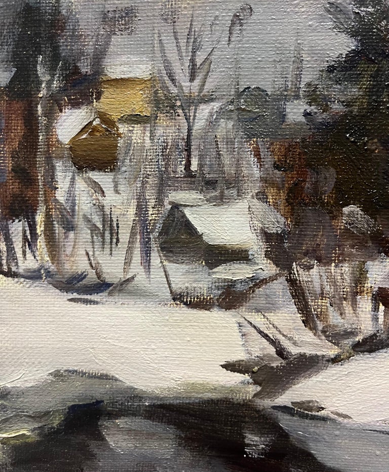 Boris LAVRENKO - "Green house in the woods"- winter, Oil cm. 55 x 29 ...