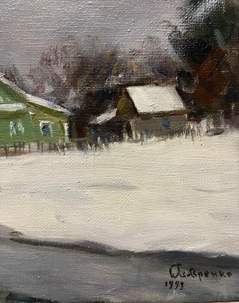 Boris LAVRENKO - "Green house in the woods"- winter, Oil cm. 55 x 29 ...