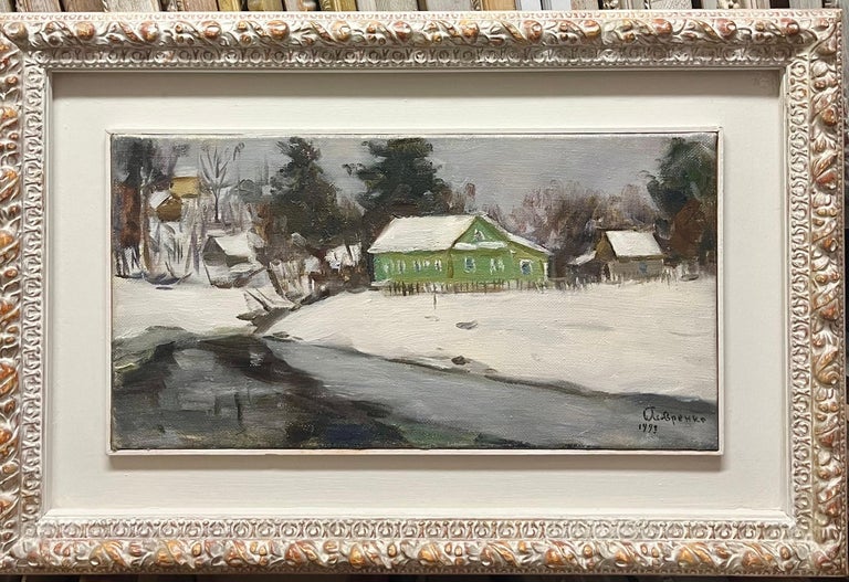 Boris LAVRENKO - "Green house in the woods"- winter, Oil cm. 55 x 29 ...