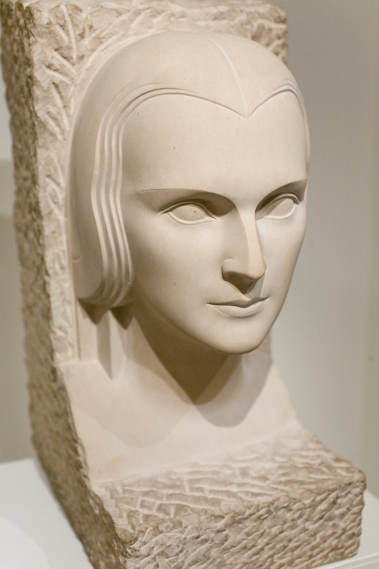 Boris Lovet-Lorski - Boris Lovet-Lorski Limestone Art Deco Head, circa ...