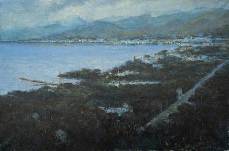 Borja Fernandez - "Pollensa at Night", Impressionist Coastline ...