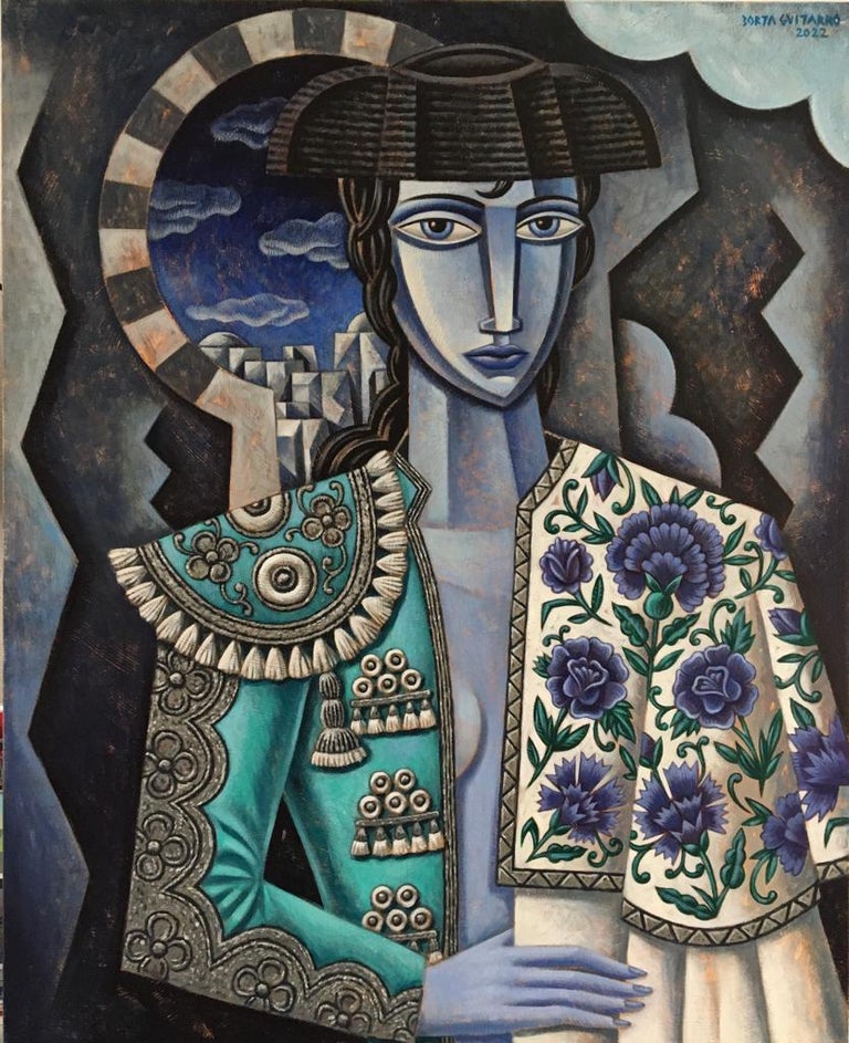 Borja Guijarro - Blue Bullfighter - cubism artwork abstract figurative ...