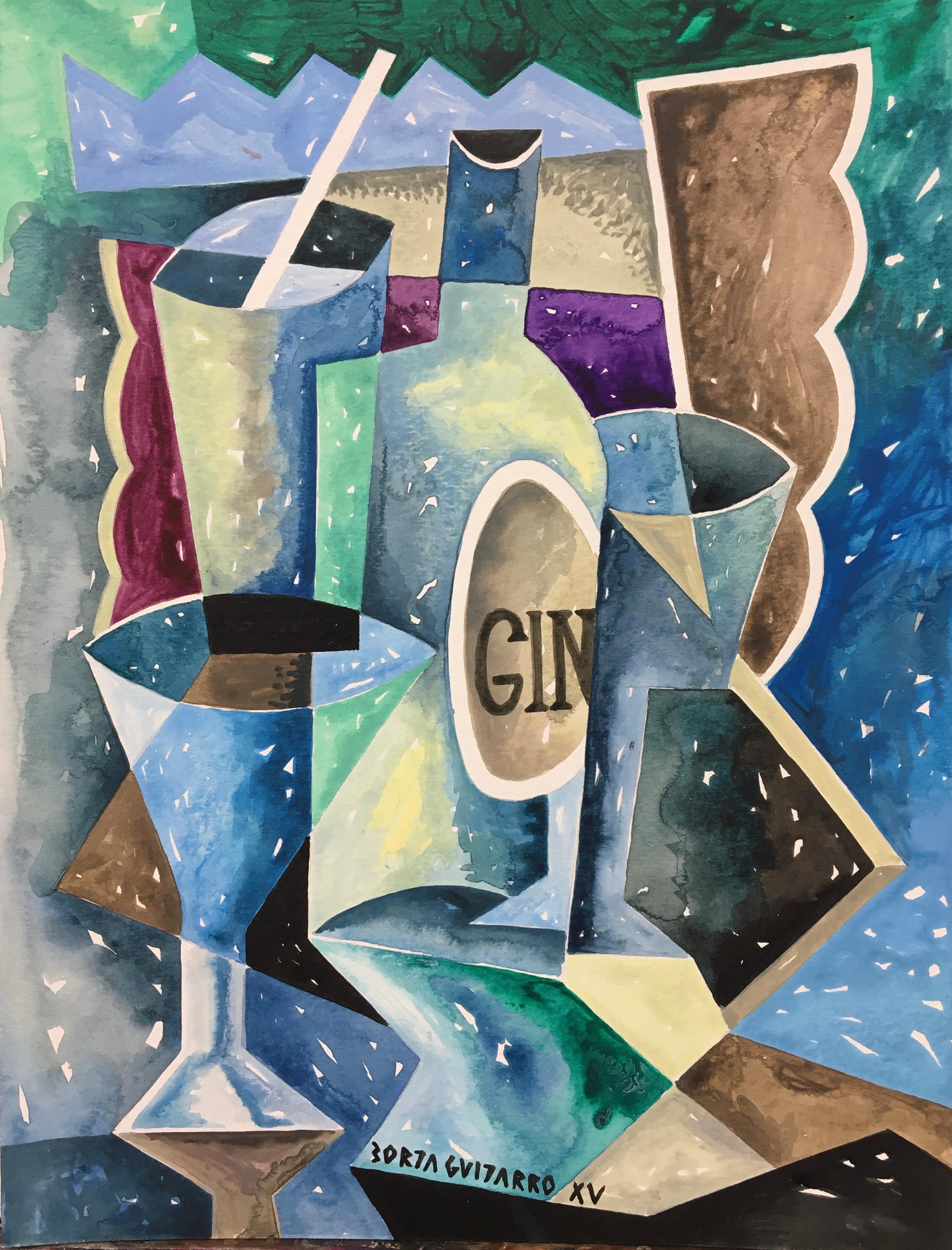 Borja Guijarro - Green Gin - original abstract acrylic painting modern ...