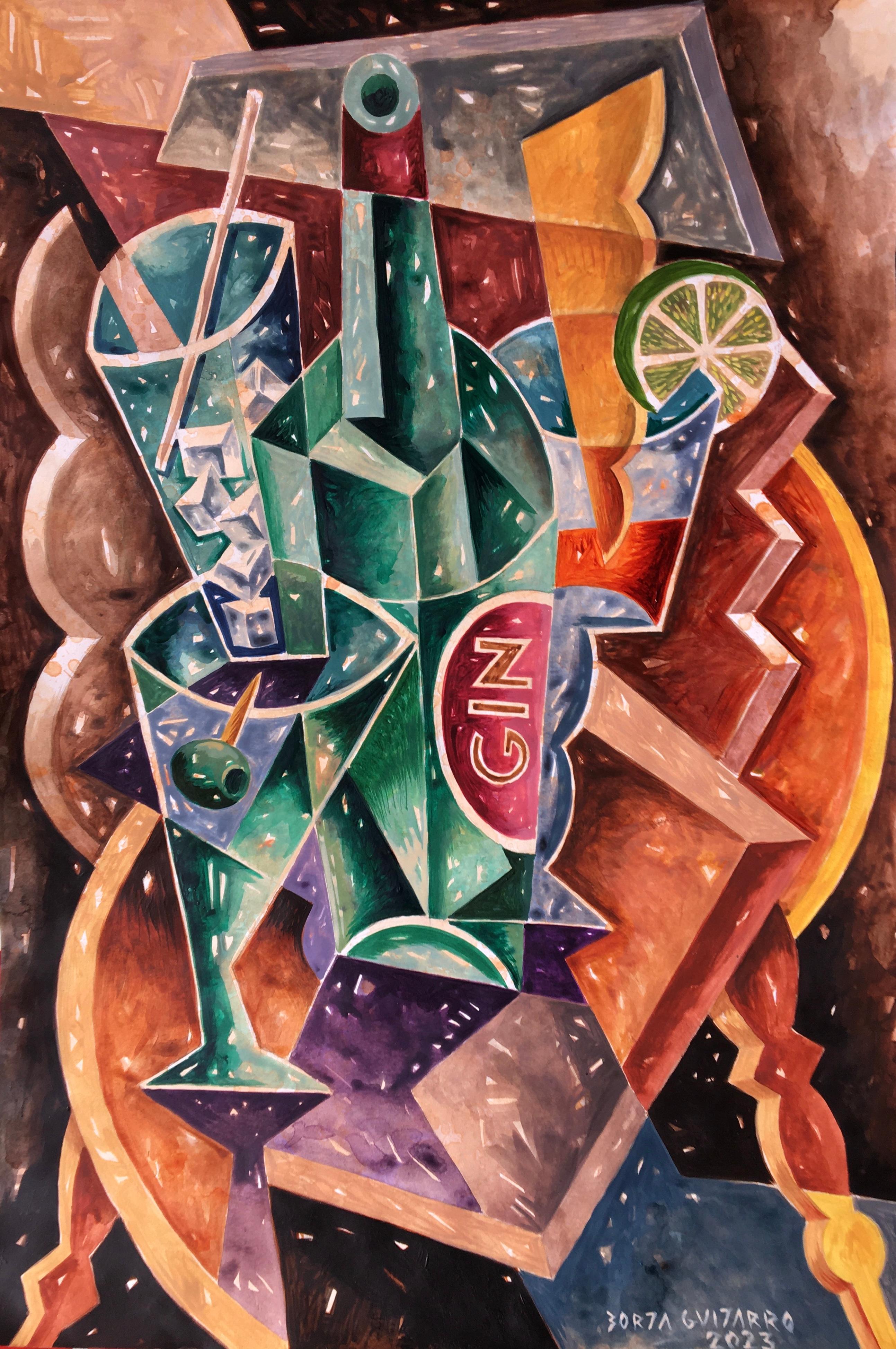 Borja Guijarro – Grünes Gesicht – originales Porträt einer Frau, Farbe ...