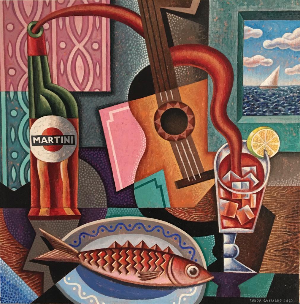 Borja Guijarro - Martini Still Life - cubism artwork abstract ...