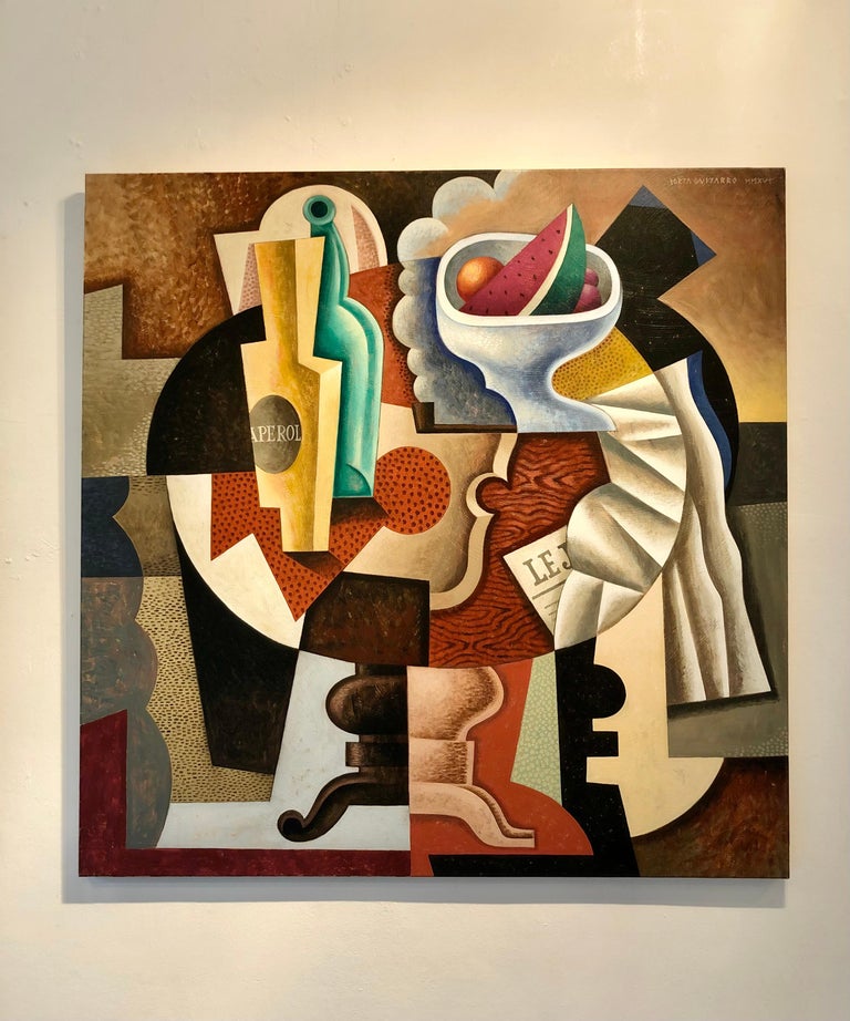 Borja Guijarro - Mesa Con Frutero- abstract cubism painting fruit food ...
