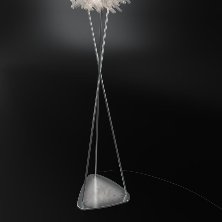 Boro Boro Floor Light, Etched Glass and Stainless Steel Light by Neal ...