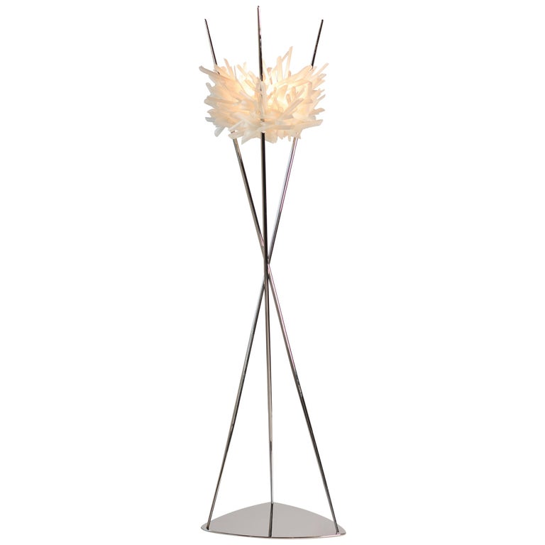 Boro Boro Floor Light, Etched Glass and Stainless Steel Light by Neal ...