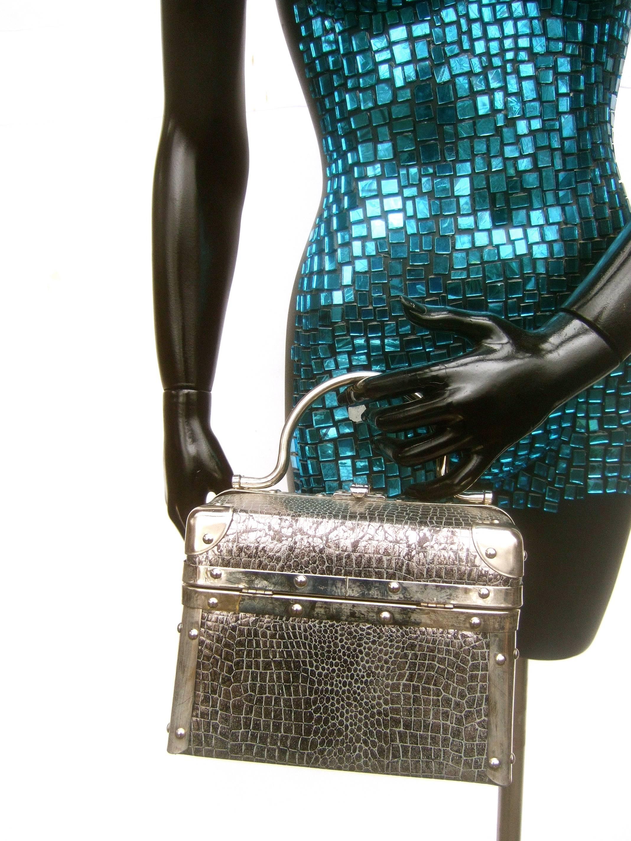Borsa Bella Italian Metallic Embossed Vinyl Box Purse, circa 1980s at ...