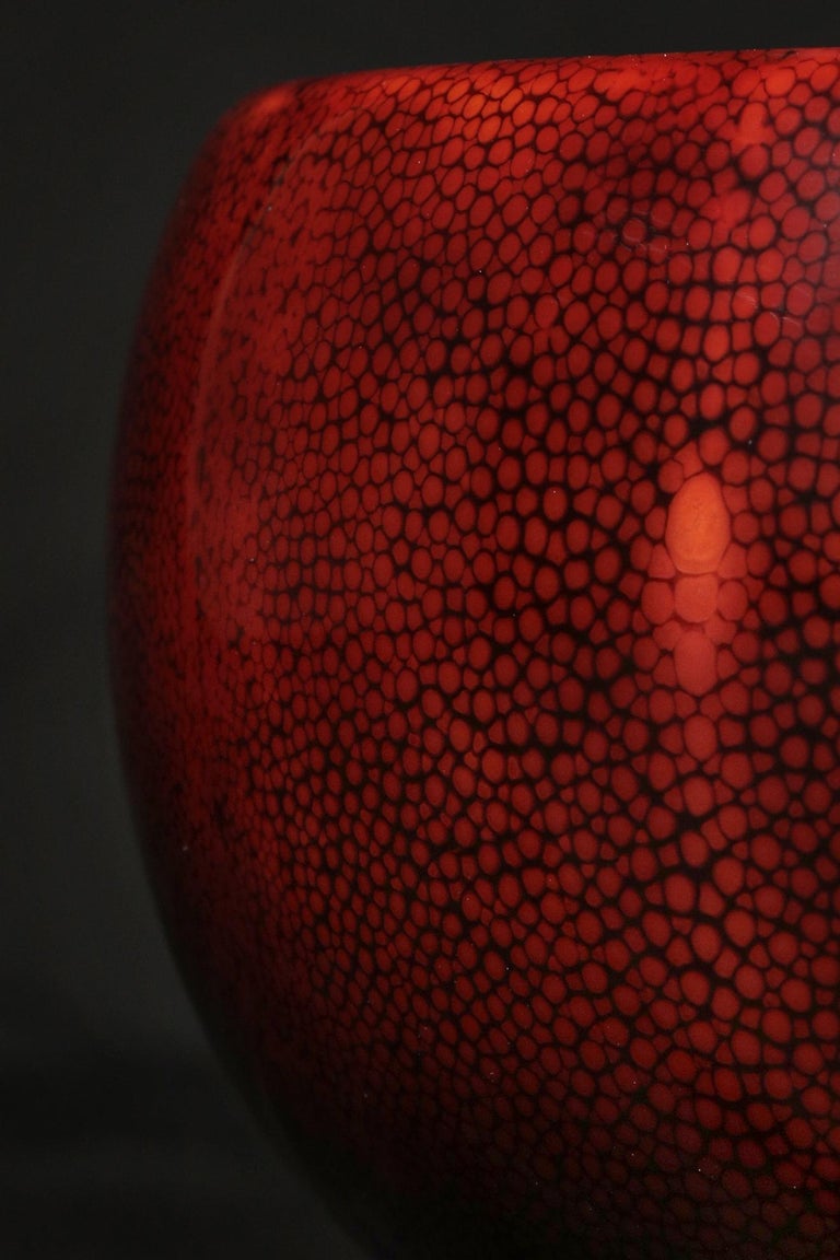 Boshu Bowl, Red Shagreen Lacquer For Sale at 1stDibs