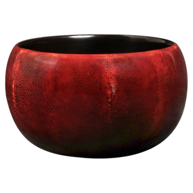 Boshu Bowl, Red Shagreen Lacquer For Sale at 1stDibs