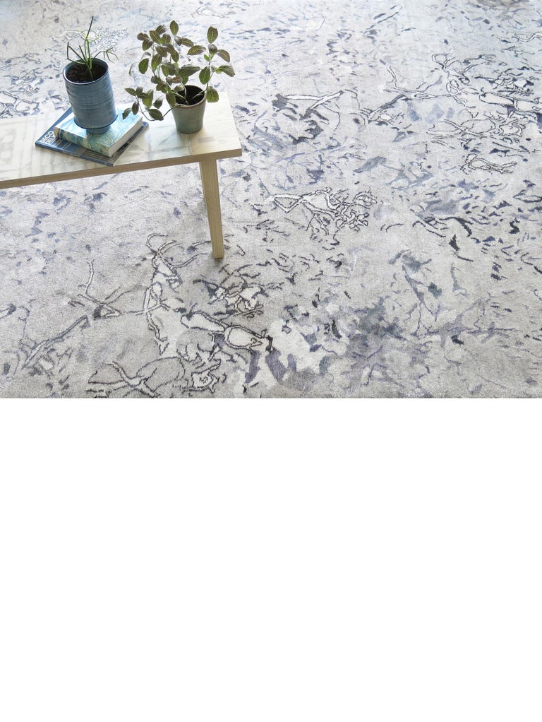 Bosky Toile Midnight Hand-Knotted Rug by Eskayel For Sale at 1stDibs