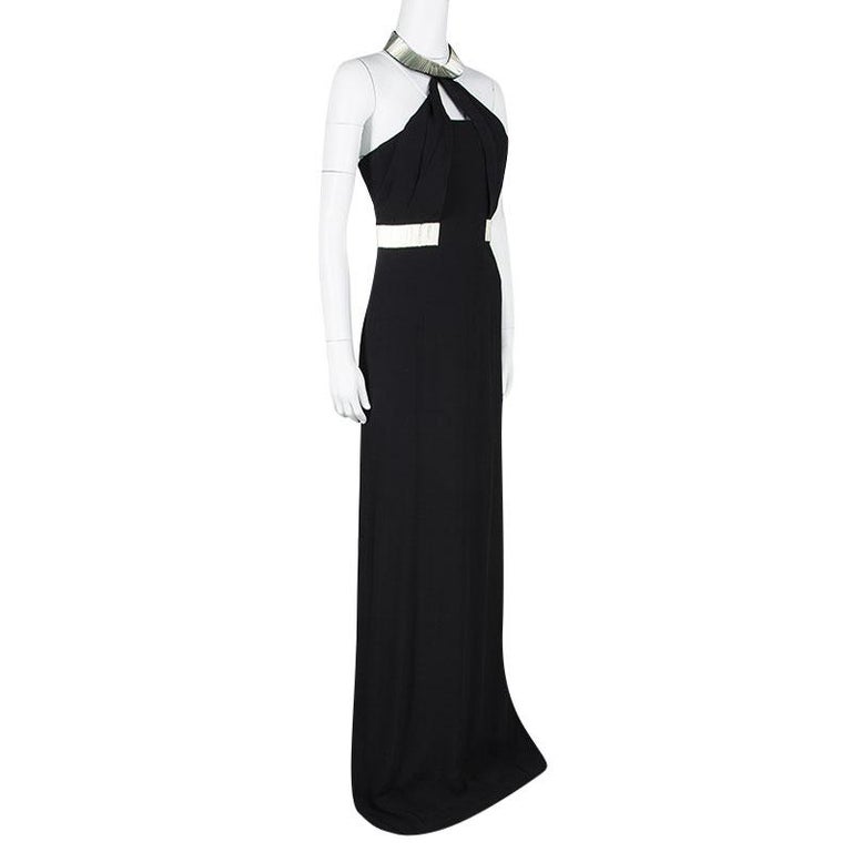 Boss by Hugo Boss Black Embellished Halter Neck Maxi Gown S For Sale at ...