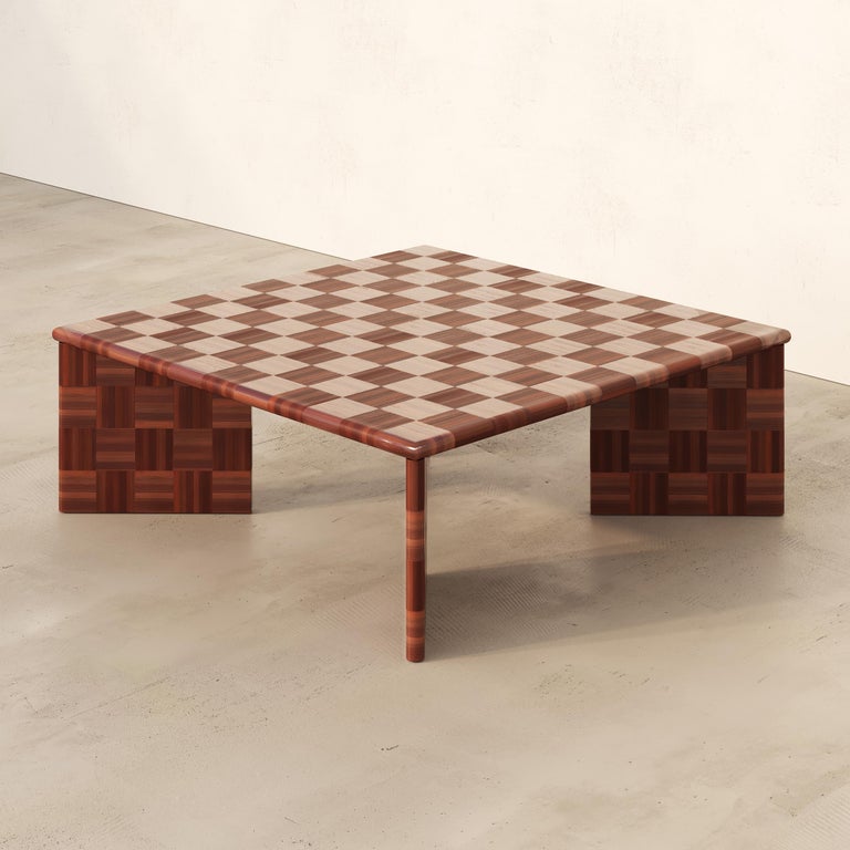 "Boss" Side Table Straw Marquetry Inlay Handmade Unique Checkerboard ...